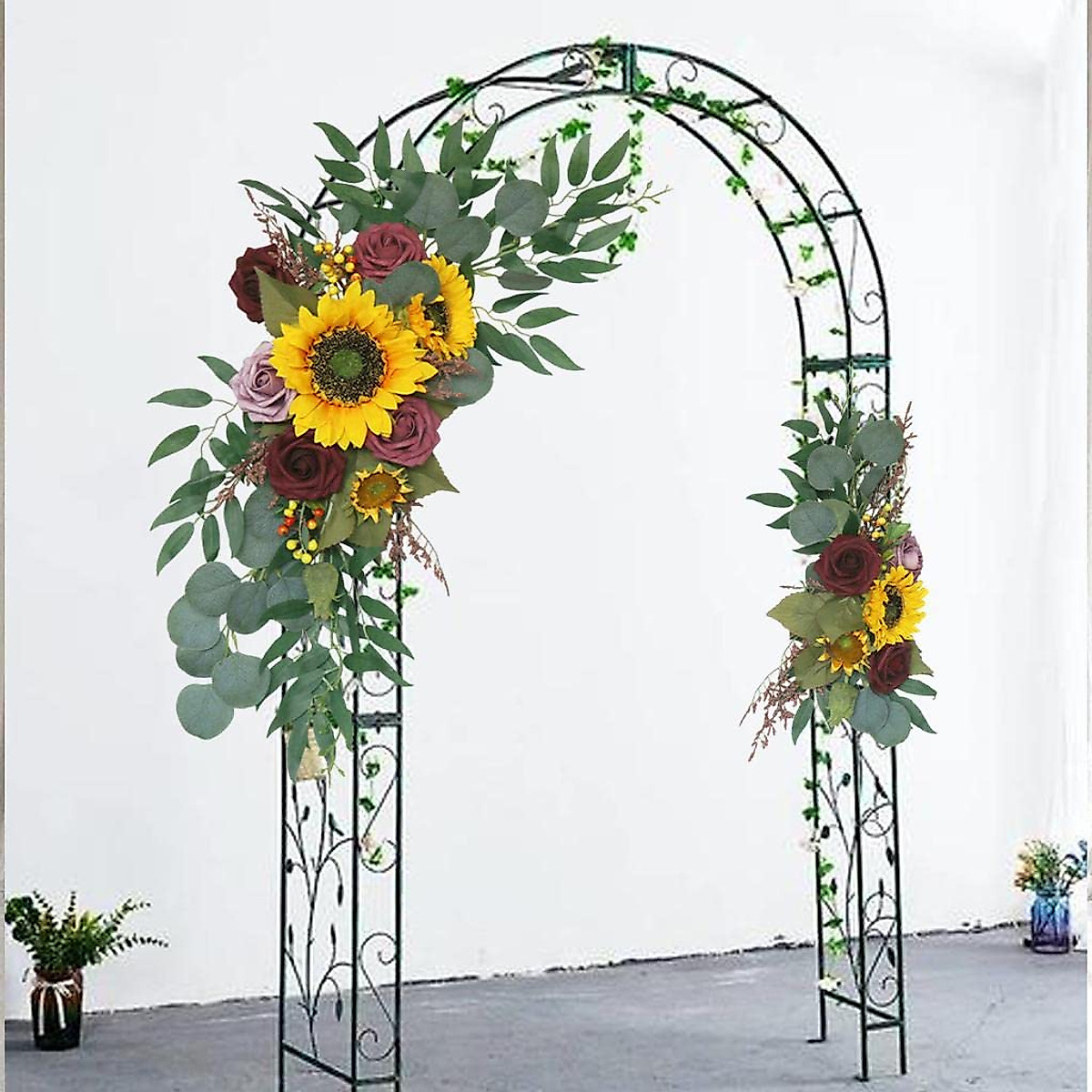 Colcolo 2Pcs Flower Swag Sunflowers Flower Garland Decor for Ceremony Backdrop