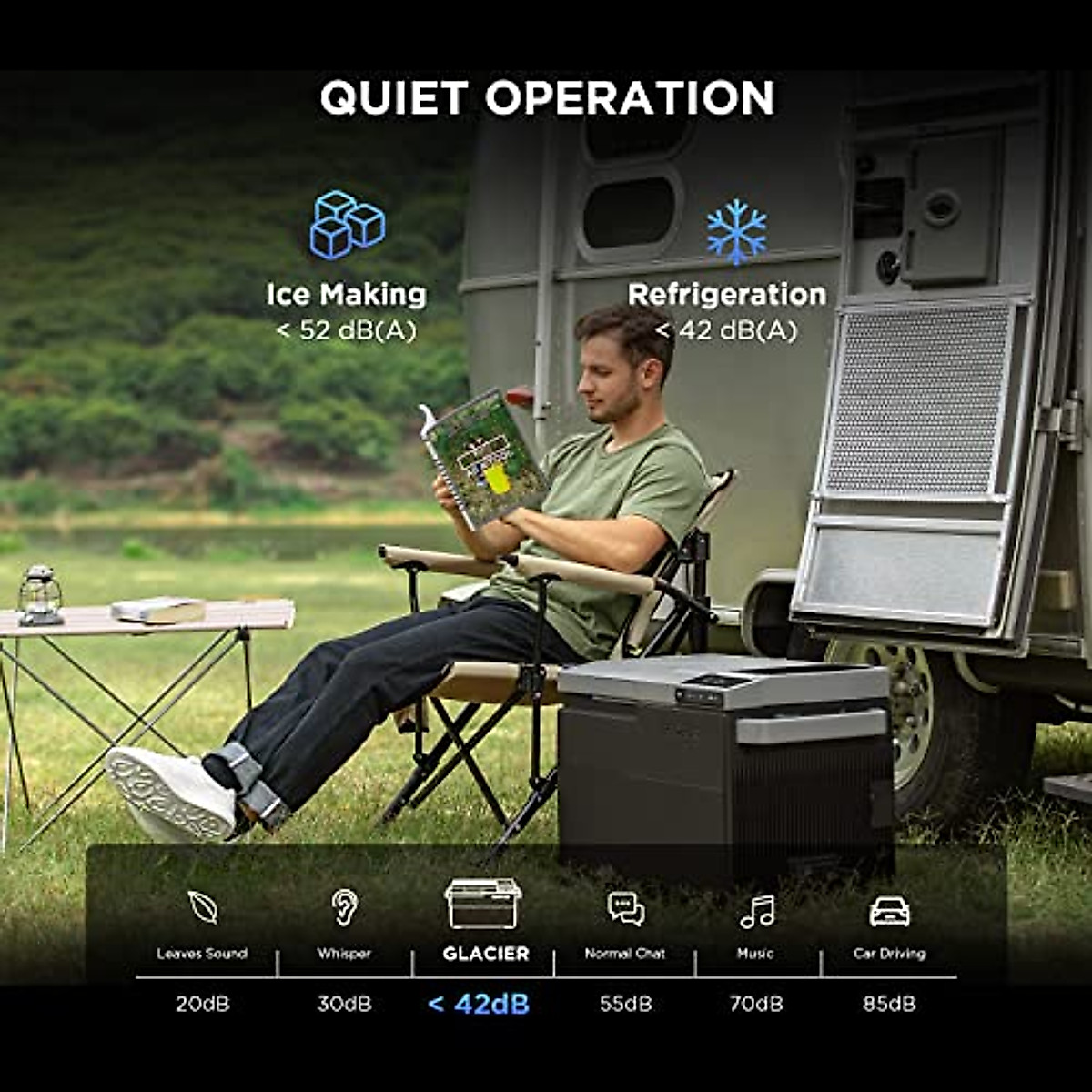 EF ECOFLOW GLACIER Portable Car Refrigerator with Battery, 40Qt(38L) Electric Cooler with Ice Maker, Dual Zone WIFI APP Control(-13℉~50℉), 12/24V DC/AC For Car, Camping, Travel, Fishing, Outdoor