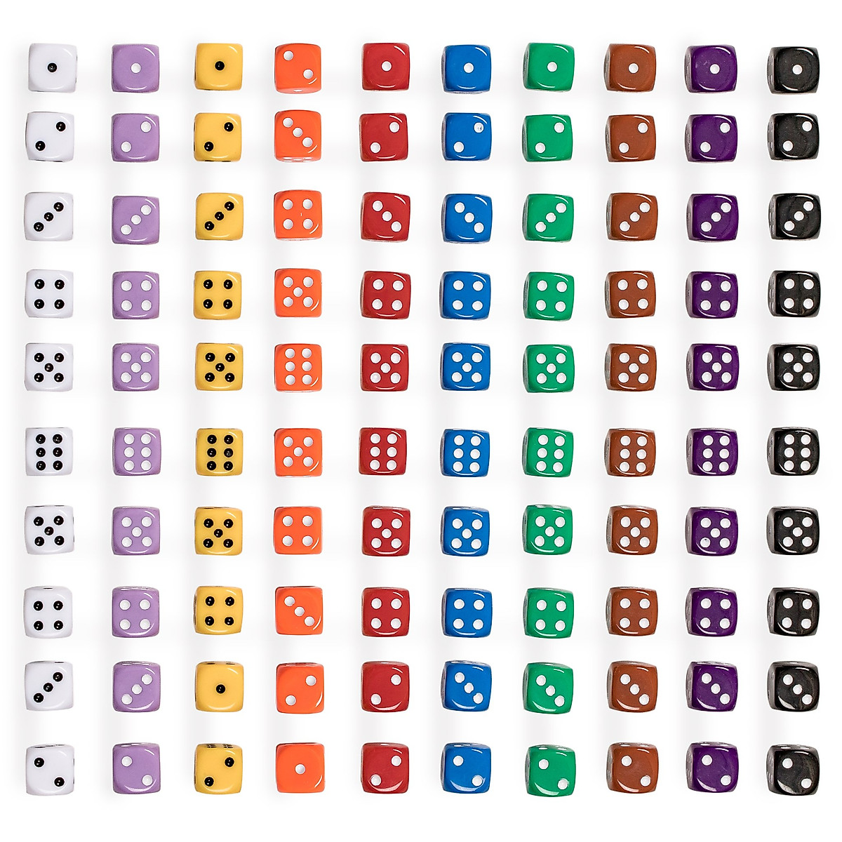 Yellow Mountain Imports Ultimate Rounded 6-Sided Dice - Set of 100, 16mm, Multi-Colored Dice for Board Games, Dice Games, Math Games