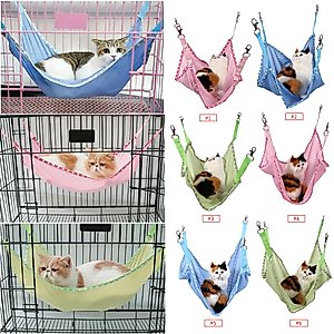 Yosoo Cat Cage Hammock, Comfortable Pet Hanging Bed Breathable Mesh, for Cute Small Pet Cat Dog Animals Sleep Pad (S, Blue)