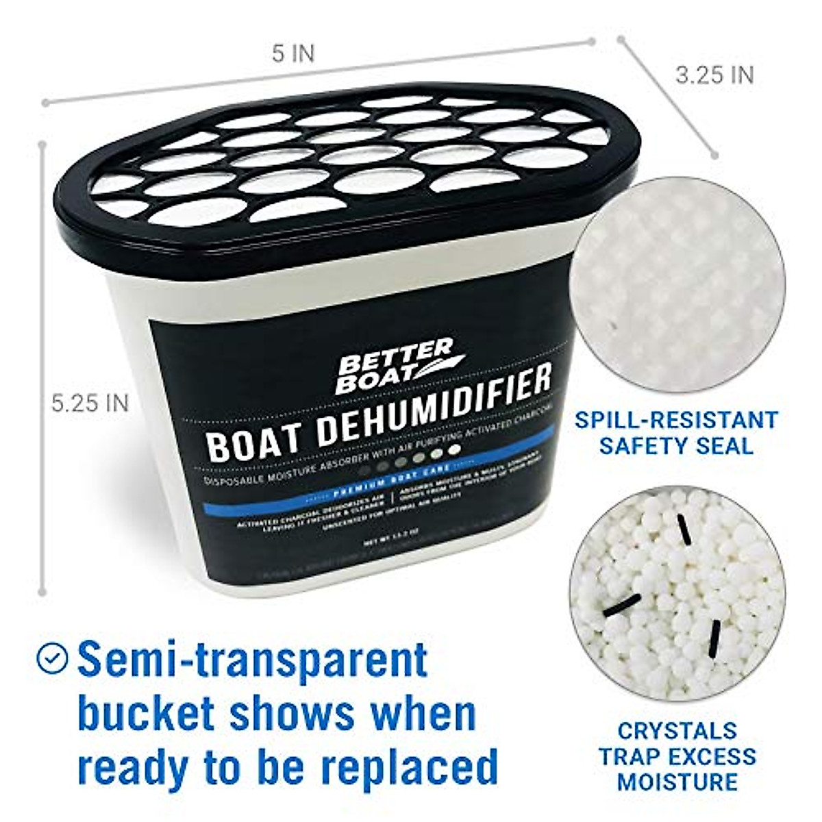 Moisture Absorber Boat Dehumidifier Moisture Absorbers Charcoal Smell Remover to Get Rid of Damp Smell & Humidity | No Refill for Basement, Closet, Home, RV or Boating Unscented Fragrance Free (4 Pack)