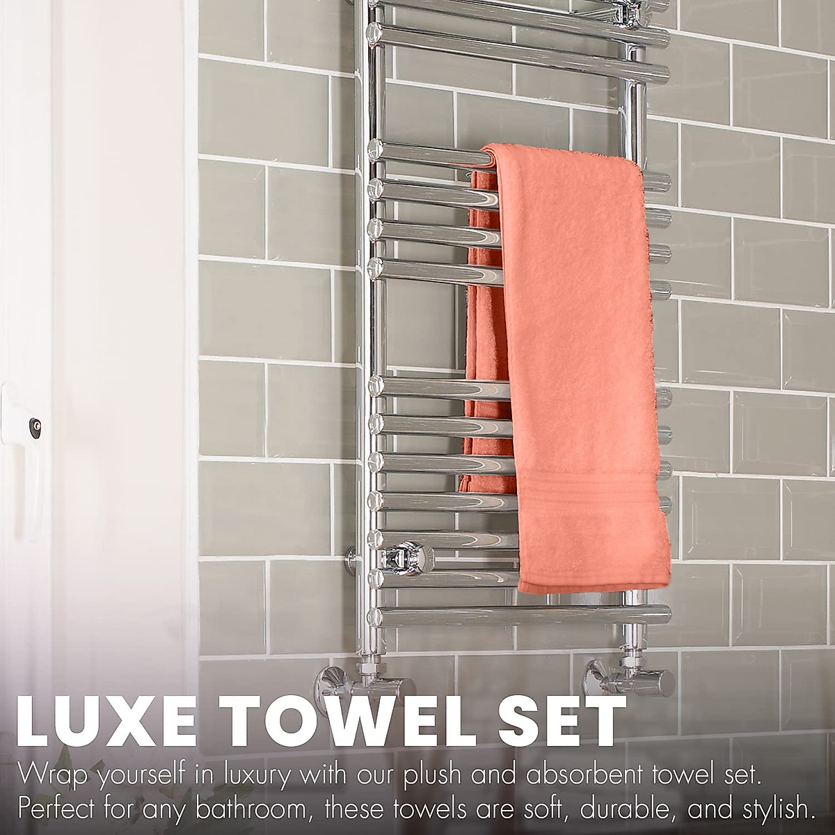 ECO Towels 6-Pack Bath Towels - Extra-Absorbent - 100% Cotton - 27" x 54" - Towels for Bathroom - Extra Large Bath Towel Shower Towels