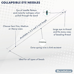 Beadalon 700F-102 Collapsible Eye Needles 2.5-Inch Fine 4 Pack