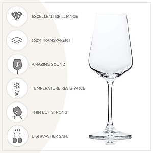 Crystalex Wine Glasses Set Of 6, Long Stemmed Crystal Red & White Wine Glass Set, 100% Lead-Free (350 ML)