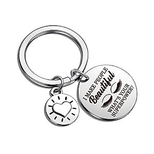 Nothers ASANHAO Beautician Gift Beauty Salon Jewelry Beautician Appreciation Gift Eyelash Keychain makeup Artists Jewelry Lash Girl Gift Beautician Keychain