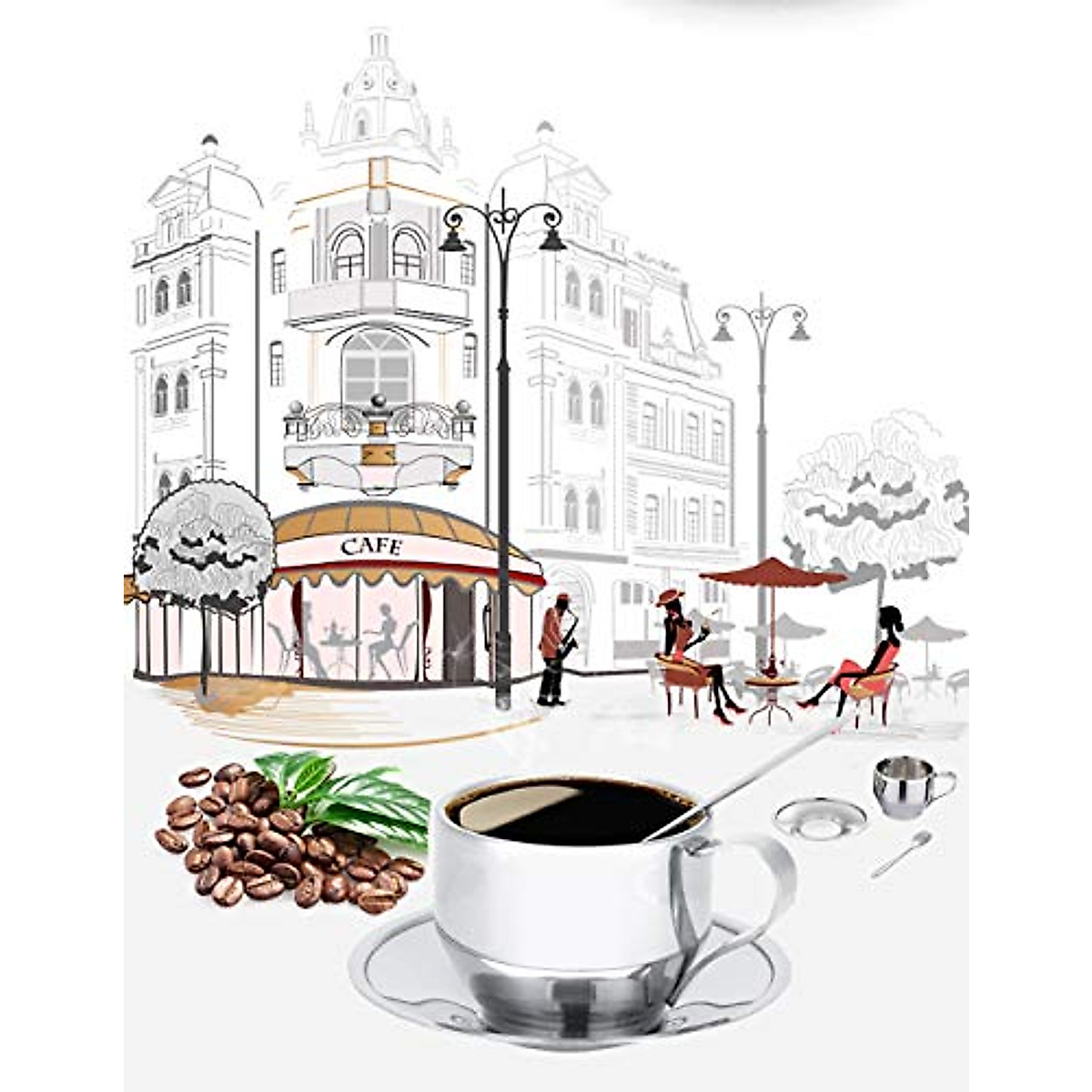 Jasni Stainless Steel Coffee Cup Coffee Mugs Espresso Cups and Great Cappuccino Cups with Spoon and Saucer Gift Idea for Coffee and Tea Lovers (4)