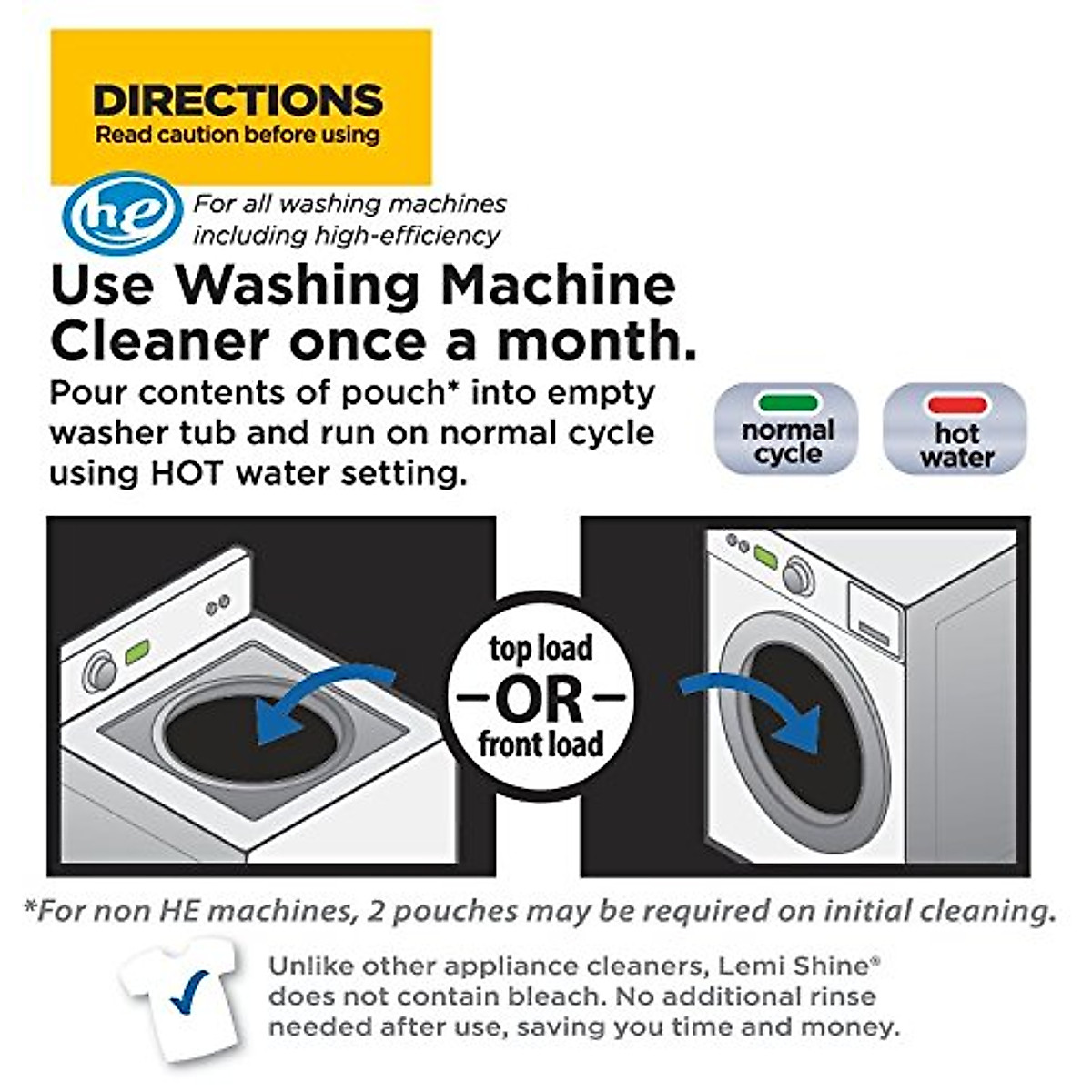 Lemi Shine Washing Machine Cleaner, Restore Performance, Biodegradable Ingredients (1 Count)