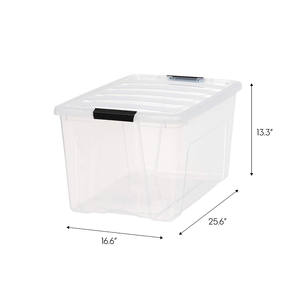 IRIS USA 72 Qt Stackable Plastic Storage Bins with Lids, 4 Pack - BPA-Free, Made in USA - See-Through Organizing Solution, Latches, Durable Nestable Containers, Secure Pull Handle - Clear