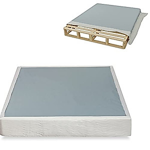 Spring Coil 8-Inch High Profile Mattress Foundation/Strong Wood Structure/Easy Simple Assembly Box Spring, Full, Off-White, Queen