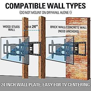 Mounting Dream TV Wall Mount TV Bracket for Most 42-90 Inch TV, UL Listed Full Motion TV Mount with Articulating Arms, Max VESA 800x400mm 132 lbs. Loading, Fits 16", 18", 24" Studs MD2298-XL