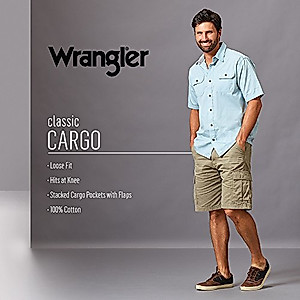 Wrangler Authentics Men's Classic Relaxed Fit Cargo Short, British Khaki Twill, 34
