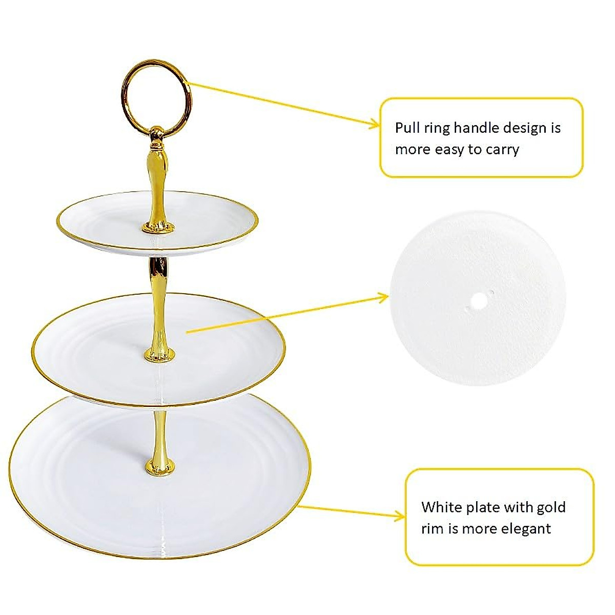 RAUVOLFIA 3 Pack 3 Tier Cupcake Stand, Plastic Tiered Serving Stand, Dessert Tray for Tea Party, Baby Shower and Wedding (White)