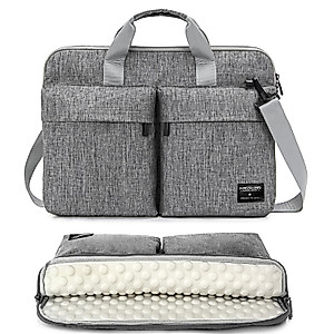 KINGSLONG 15.6 inch Laptop Shoulder Bag, Slim Shockproof Computer Sleeve Notebook Ultrabooks Carrying Case Handbag Cover Fit for Acer Asus Dell Lenovo HP Toshiba, Gray