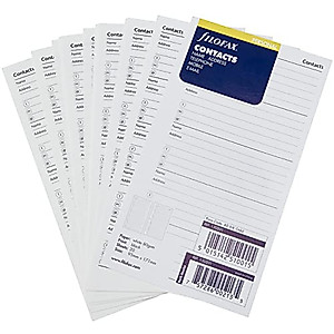 FILOFAX Name/Address/Telephone Refill for Personal & Personal Compact Size, 20 Sheets, White (B130201)
