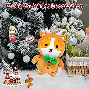 Leokawin Corgi Stuffed Animal Dog Plush Toy, 8" Cute Gingerbread Corgi Plush Doll, Kawaii Corgi in Gingerbread Plushie, Dog Plush Doll Gift for Kids