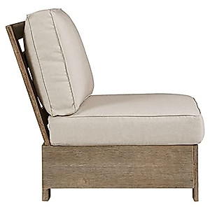 Signature Design by Ashley Silo Point Outdoor Patio Upholstered Armless Chair, Brown