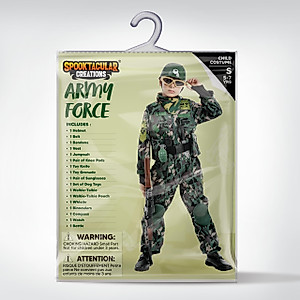 Spooktacular Creations Kids Army Special Forces Costume, Camo Trooper Costume Outfit for Kids, Halloween Dress Up, Role-Playing, and Carnival Cosplay (Medium (8-10 yr))