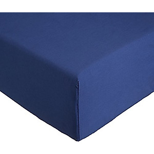 AmazonBasics everyday 100% cotton Fitted Sheet, True Navy 90 x 190 x 30 cm