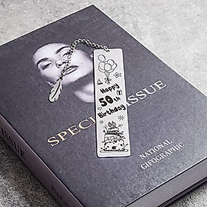 Stainless Steel Bookmark for Book Lover for Kids Girls Women Men Book Marks Happy 50th Birthday Christmas Gift