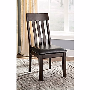 Signature Design by Ashley Haddigan Faux Leather Cushioned Rake Back Dining Chair, 2 Count, Dark Brown