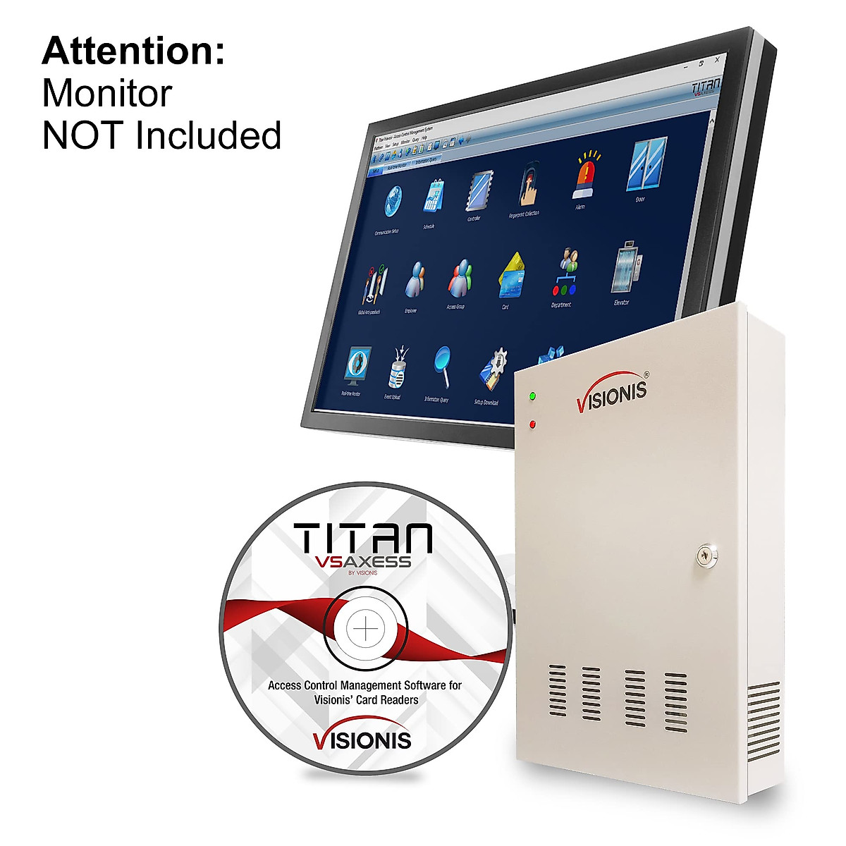 Visionis VS-AXESS-4DLX Version 2 Four Door Professional Access Control Panel Controller Board and Power Supply Cabinet with TCP/IP Wiegand Software 20,000 Users + Fire Alarm Extension Board