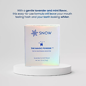 SNOW Magic Toothpaste Whitening Booster Powder - Teeth Whitening & Brightening Powder - Oral Care with Calcium Carbonate - Great Addition to Teeth Whitening Kits - Lavender & Mint Flavor, 18g