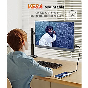 Portable Monitor for Laptop 17.3", FHD 1080P 100% sRGB Travel Monitor for Laptop, Portable Computer IPS Display w/VESA, External Monitor USB-C 60Hz HDR HDMI Portable Screen w/Smart Cover & Speakers