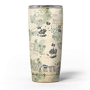 Design Skinz The Vintage Map of Pirate Islands - Skin Decal Vinyl Wrap Kit Compatible with The Yeti Rambler Cooler Tumbler Cups