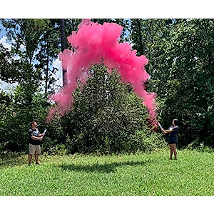 Gender Reveal Surprise Powder Cannons Bundle, 16 Inch, Non-Toxic, 2 Pink Powder Dispensers Plus 8 Free Gender Reveal Party Balloons Decorations