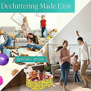 visesunny Closet Baskets Cute Yellow Duck Cartoon Animal Storage Bins Fabric Baskets for Organizing Shelves Foldable Storage Cube Bins for Clothes, Toys, Baby Toiletry, Office Supply