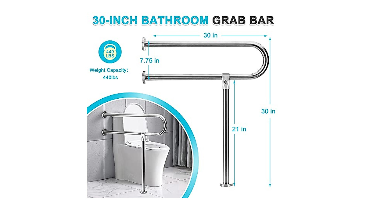 Durable 30-Inch Handicap Grab Bars for Bathroom Safety