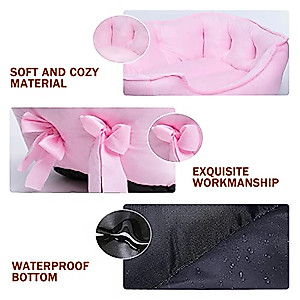 pawstrip Cute Princess Dog Bed, Soft Breathable Bowknot Pet Cat Cushion for Small Dogs, Waterproof Bottom, Self-Warming, Machine Washable (Pink)