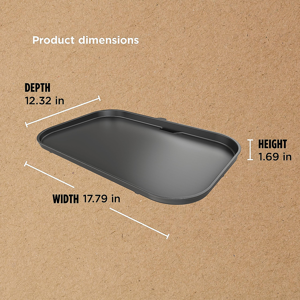 Ninja XSKGRIDLXL Woodfire Premium Griddle Plate, Compatible with OG800 and OG900 Series, Direct, Edge-to-Edge Heat, Ceramic, Nonstick, Precise Heat Control, 17.87'' x 12.35'', Black