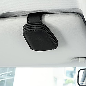 Suranew Car Sunglasses Holder - Magnetic Auto Sunglasses Holder for Car Sun Visor, Leather Hanger Clip for Ticket Card, Car Visor Accessories (Black)