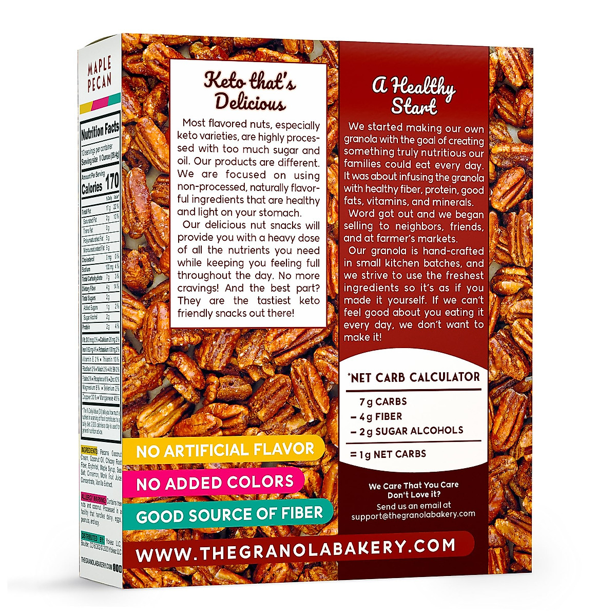 TGB Maple Pecans | 1g Net Carb Keto Snack | Gluten Free Low Carb Candy Nuts, 10 Ounces