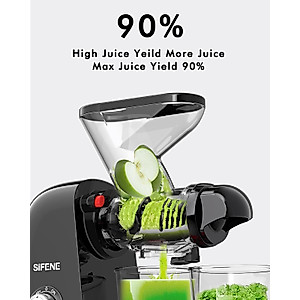 SiFENE Cold Press Juicer Machine, Compact Single Serve Slow Masticating Juicer, Vegetable and Fruit Juice Maker Squeezer Machines, Easy to Clean, BPA Free (Black)