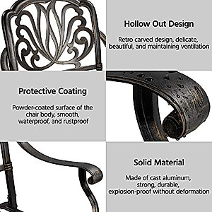 Yaheetech Cast Aluminum Dining Chairs Set of 2, Stackable Patio Dining Chairs Patio Furniture for Garden Deck Antique, Bronze