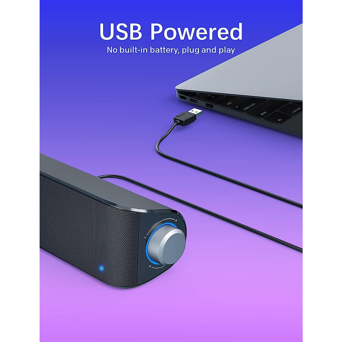 Computer Speakers, HiFi Sound Quality Computer Sound Bar, USB Powered PC Speakers, Bluetooth 5.0 and 3.5mm Aux-in Computer Speakers for Desktop, Laptops, PCs, Phones, Tablets, Xbox, Gaming Speakers