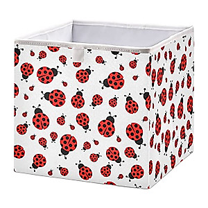 Qilmy Ladybug Cube Storage Bin Large Foldable Storage Basket Organizer Bins for Home Office