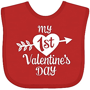 inktastic My First Valentine's Day with White Heart and Arrow Baby Bib Red 39986