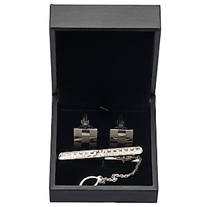 Giftop PU Leather Cufflink Tie Clip Box Cuff Links Storage Gift Box Jewelry Display Case (Black)