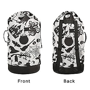 Witch Spider Halloween Laundry Bag Large Heavy Duty Laundry Backpack for College Students Laundry bag with Shoulder Straps Dirty Clothes Organizer for Traveling Waterproof