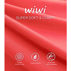 WiWi Womens 3/4 Sleeve Pajamas Set Soft Viscose from Bamboo Top with Pants Sleepwear Plus Size Lightweight Pjs S-4X, Coral+Heather Grey, Large