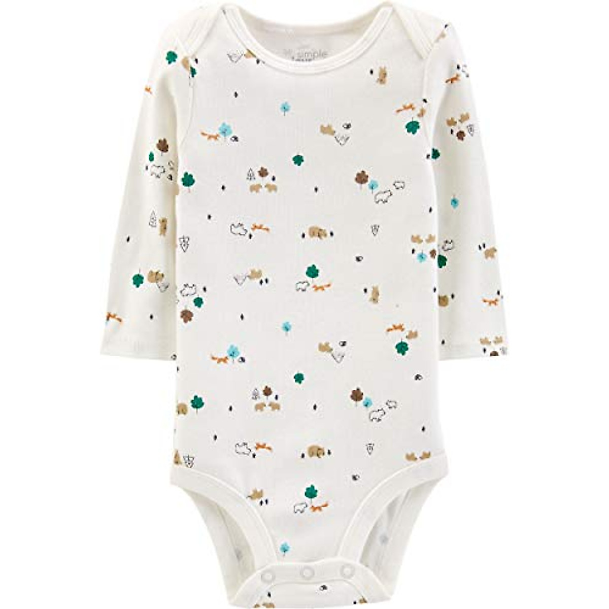 Simple Joys by Carter's Baby Boy's 5-Pack Long-Sleeve Bodysuit Shirt, bears/animals green/stripes, 3-6 Months