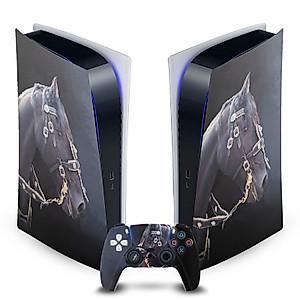 Friesian Horse Art Mix Matte Vinyl Faceplate Sticker Gaming Skin Case Cover Compatible with Sony Playstation 5 PS5 Digital Edition Console and DualSense Controller