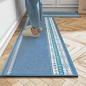 GIBZ Kitchen Mat Cushioned Anti-Fatigue Kitchen Rug Waterproof Non-Slip Home Décor Floor Mats for Standing Near Sink Bathroom Kitchens Desk Runner Laundry, Brown Grey, 20x80