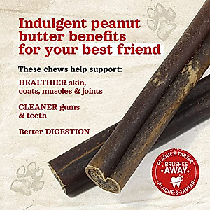 Natural Farm Peanut Butter Flavor Collagen Sticks for Dogs (6 Inch, 5 Pack), Long-Lasting Beef Collagen Chews, Best Rawhide Alternative Chews With Chondroitin & Glucosamine, High-Protein Dental Treats