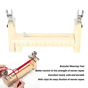 CHICIRIS Wood Bracelet Jig, Paracord Jig Bracelet Maker U Shape Metal Clips Adjustable Hand Rope Making Tool with 2 Clamp, DIY Wristband Rope Knot Braided Fixing Tools for Twisting Knitting