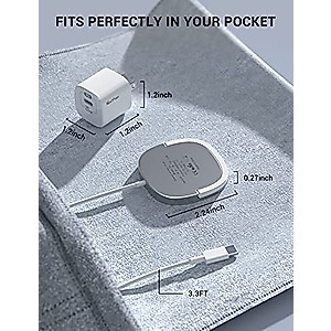 iPhone 14 Magnetic Wireless Charger - Super Fast Mag Charging and 20W USB-C Wall Plug Compatible with iPhone 14 13/13 Pro / 13 Pro Max / 13 Mini/ 12/12 Mini/ 12 Pro/12 Pro Max/AirPods Pro - Silver