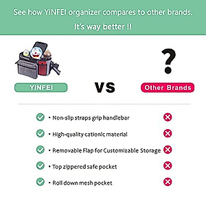 Universal Baby Stroller Organizer with Insulated Cup Holder,Stroller Storage with Non-Slip Straps,Fits for Uppababy Baby Jogger Britax Bugaboo BOB Umbrella Stroller Accessories Caddy Parent Console